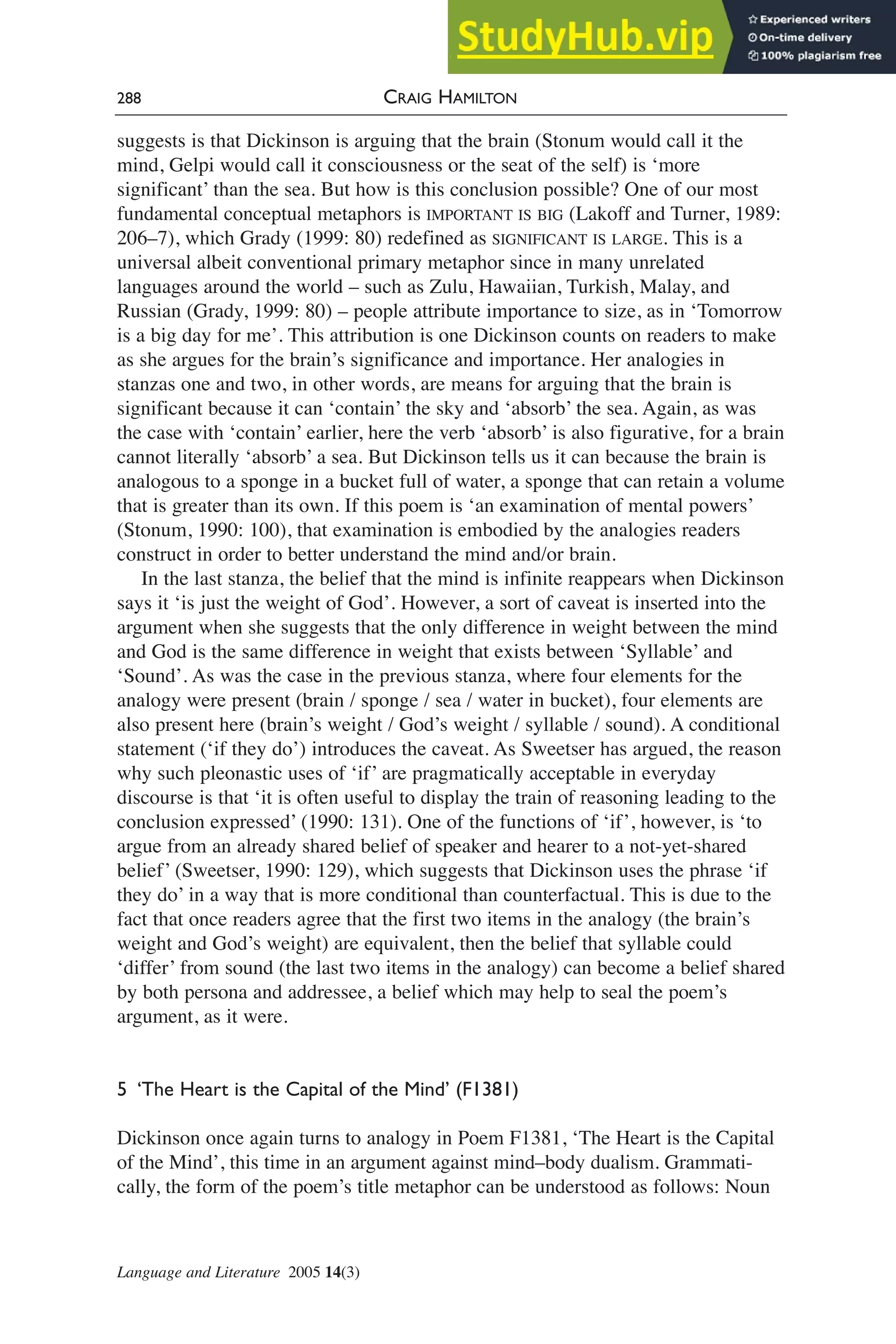 2005. A Cognitive Rhetoric Of Poetry And Emily Dickinson. | PDF