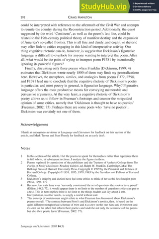 2005. A Cognitive Rhetoric Of Poetry And Emily Dickinson. | PDF