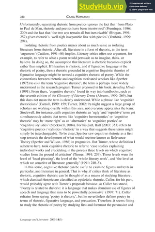 2005. A Cognitive Rhetoric Of Poetry And Emily Dickinson. | PDF