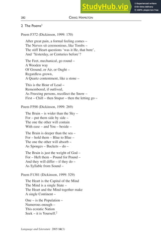 2005. A Cognitive Rhetoric Of Poetry And Emily Dickinson. | PDF