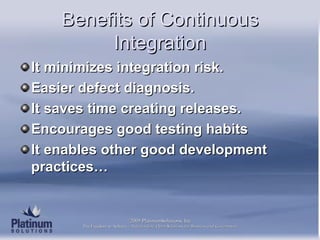 Continuous Integration using Cruise Control | PPT | Web Development | Internet