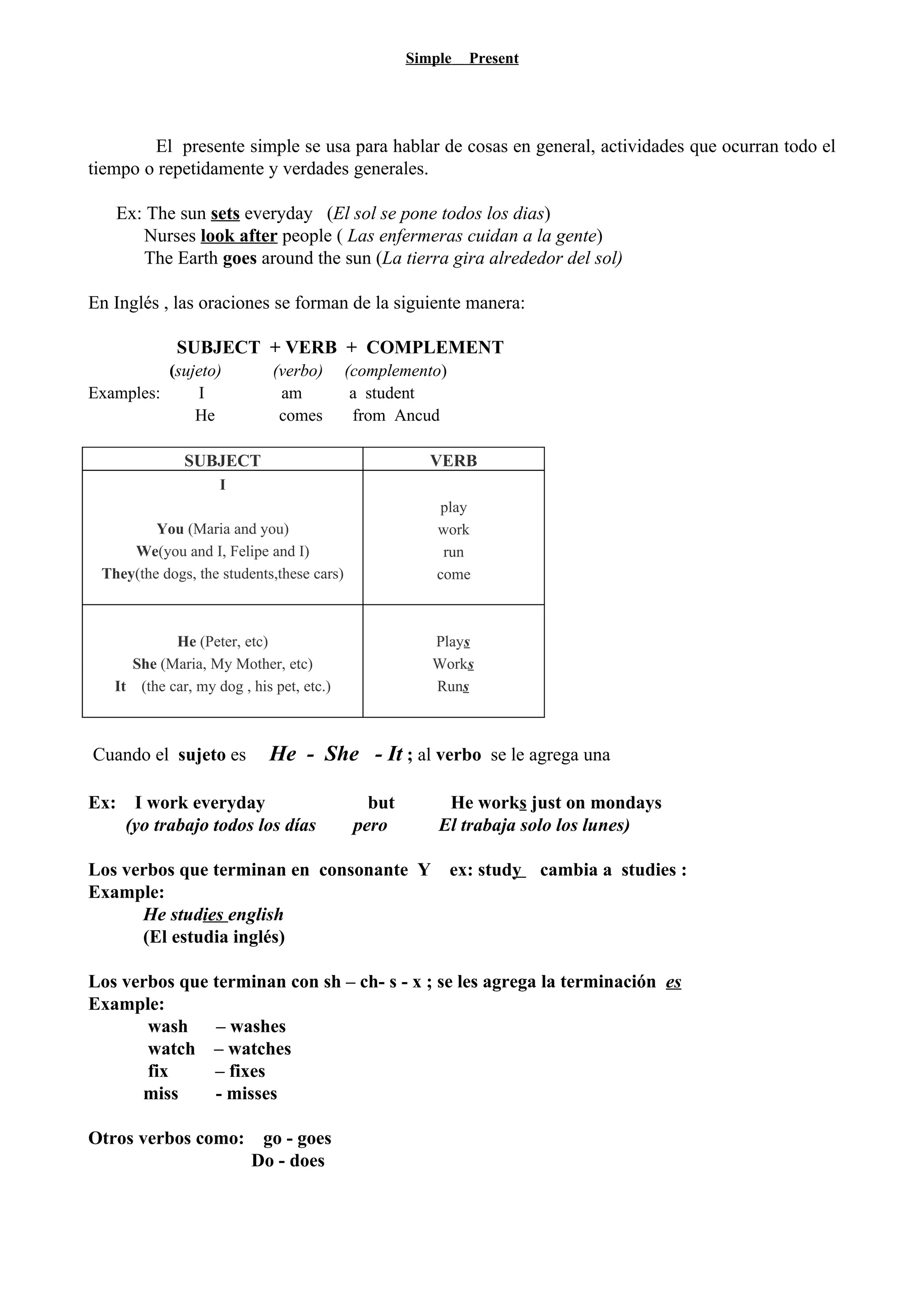 simple present Rules | PDF