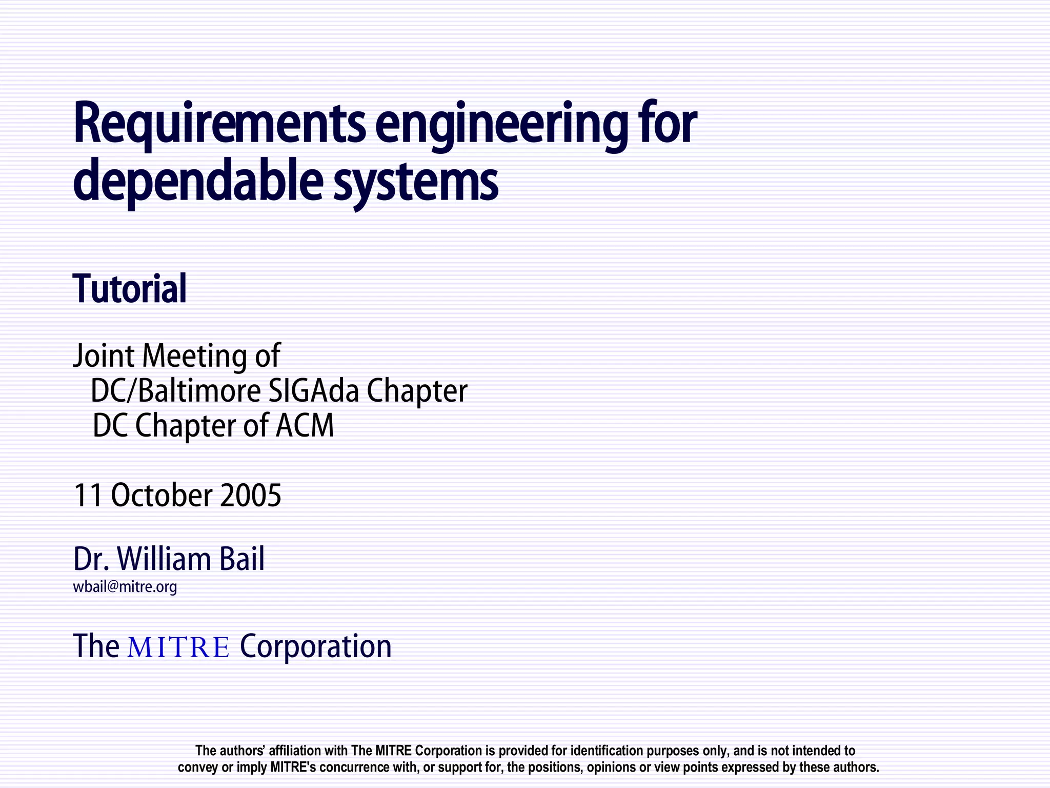 Requirement Engineering for Dependable Systems | PPT