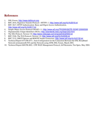 More Details about TR-069 (CPE WAN Management Protocol) | PDF