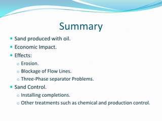 Sand Problem in Oil Wells | PPTX