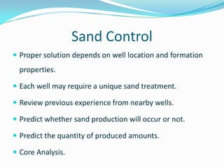 Sand Problem in Oil Wells | PPTX