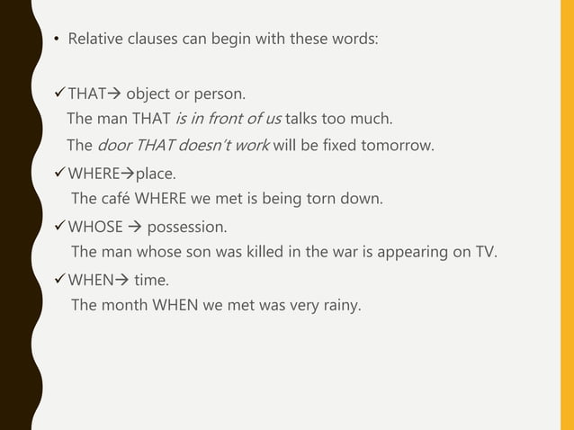 simple relative clauses | PPT