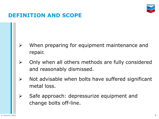 2005 CVX Hot Bolting Procedures.ppt | Auto Repair | Automotive