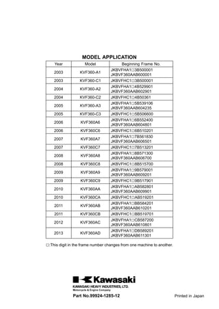 2005 kawasaki kvf360 c3 4x4 prairie (hardwoods) service repair manual | PDF