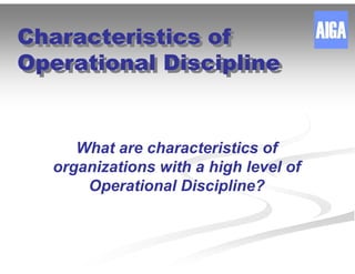 2005 meeting Workshop Operational Discipline | PDF