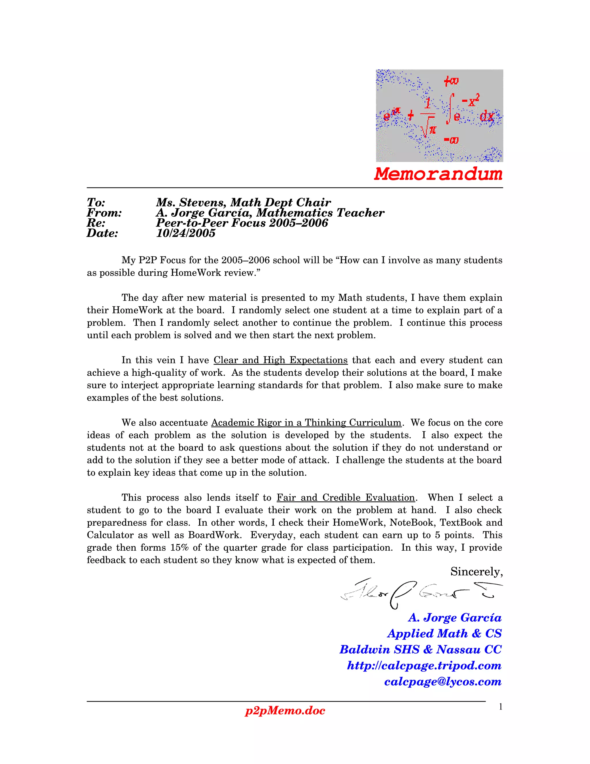 2005 Peer-to-Peer Memo | PDF | Educational Assessment | Education