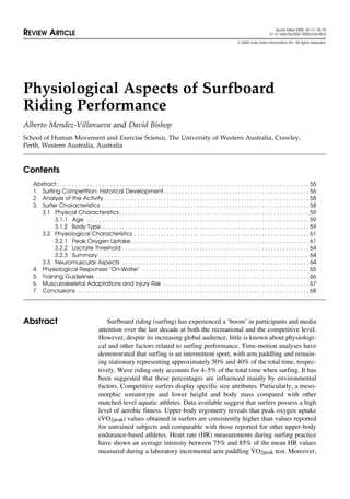 physiological aspects of surfboard riding performance | PDF