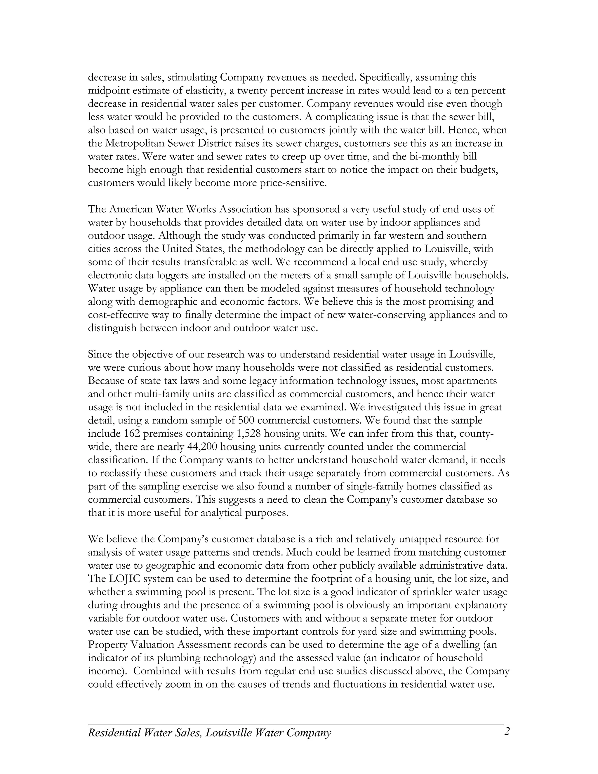 The Causes of Declining Residential Water Usage | PDF