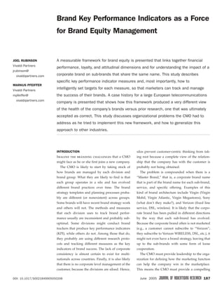 Brand Key Performance Indicators as a Force for Brand Equity Management ...