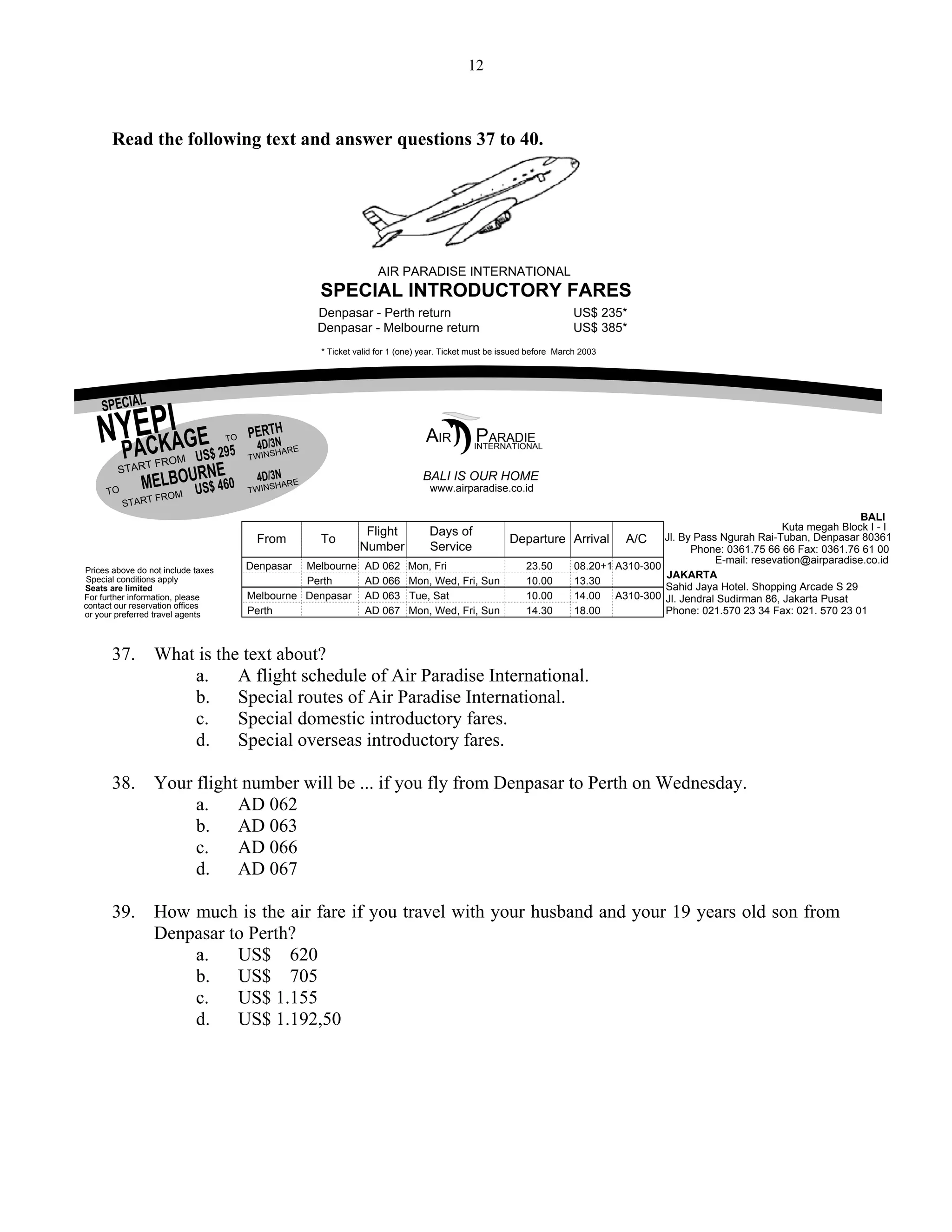 2005 smp inggris_p1 | PDF | Air Travel | Travel Type