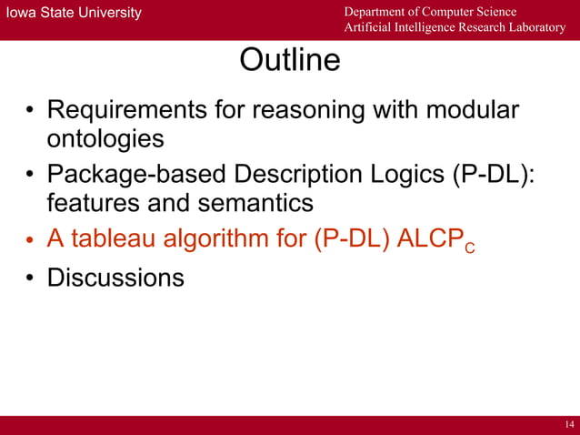 A Distributed Tableau Algorithm for Package-based Description Logics | PPT