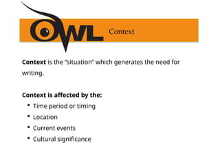 Understanding the Writing and Rhetorical Situation | PPTX