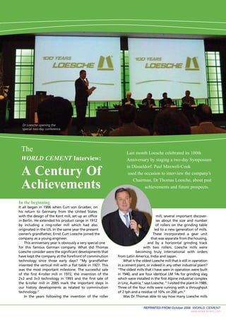 A Peek at the Past: 100th Anniversary of Loesche | PDF