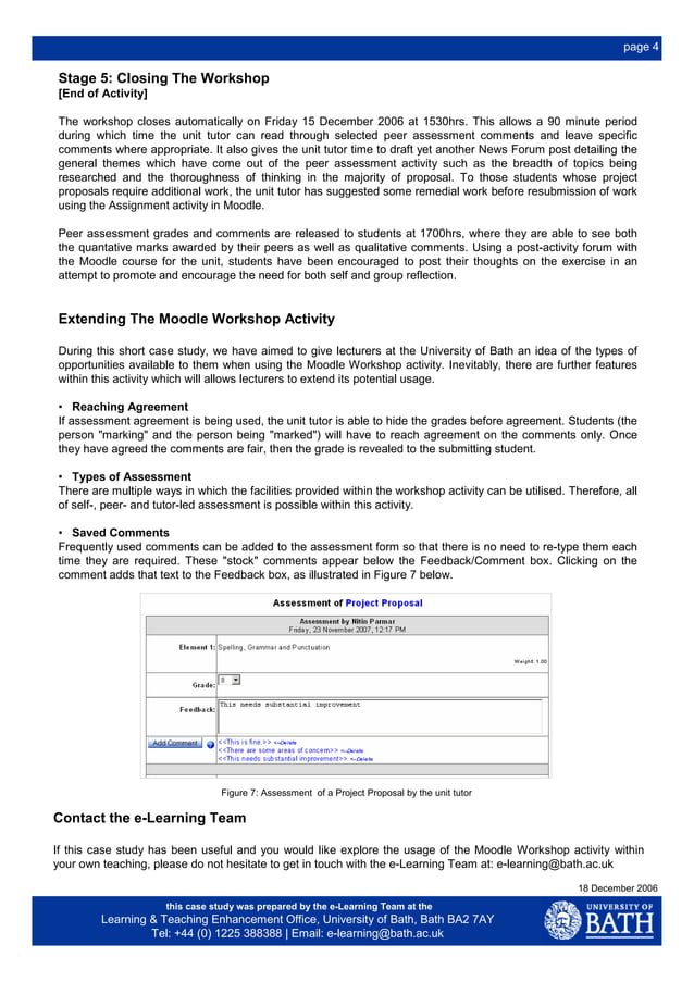 Moodle Workshop Case Study | PDF