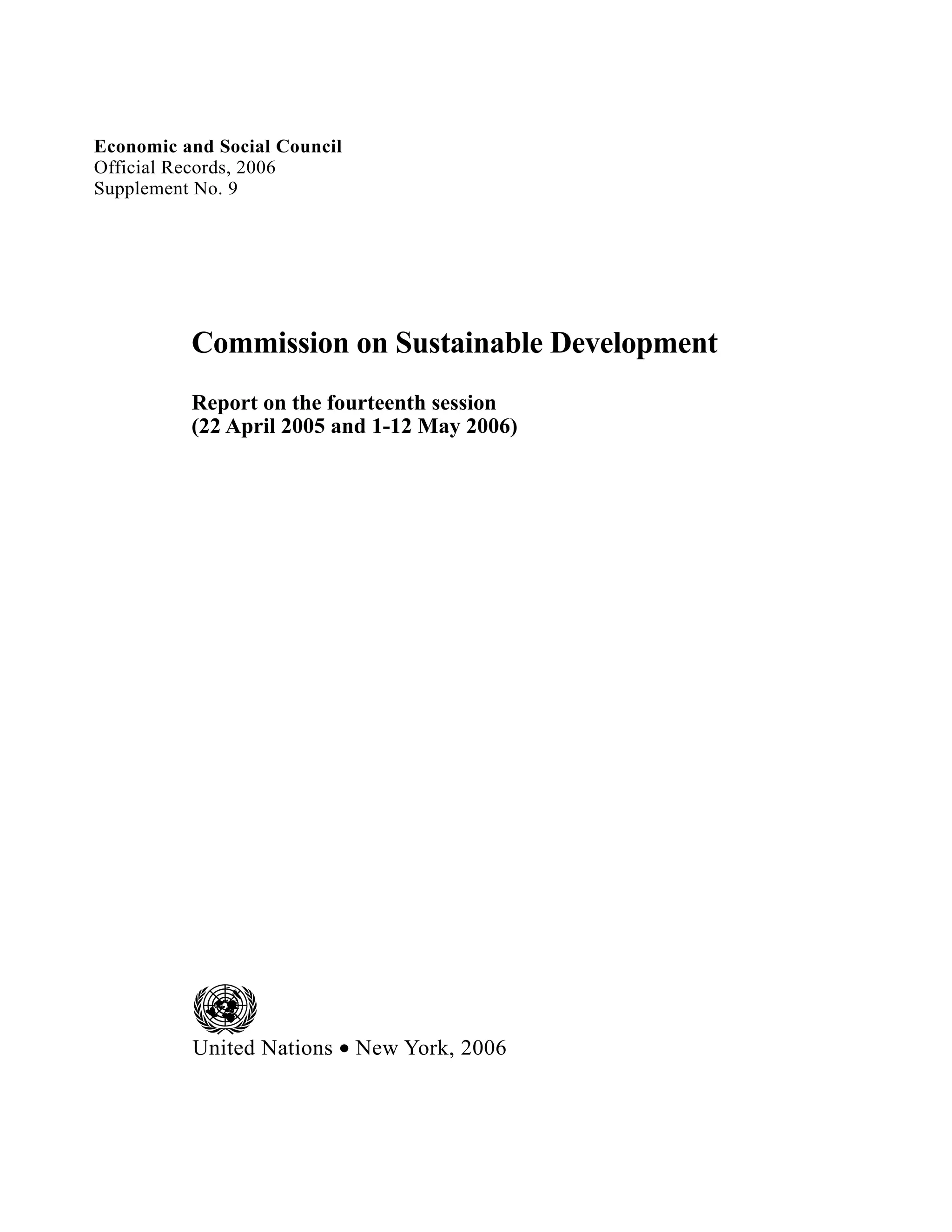 2006 14th Report - Commission on Sustainable Development CSD) | PDF