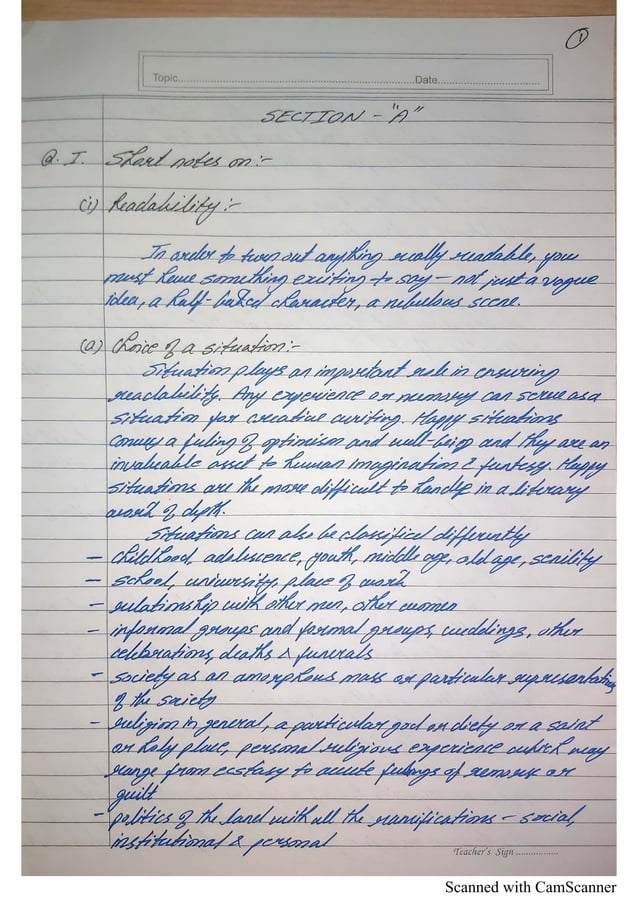 Creative Writing (BEGG 174) - Solved Assignment | PDF