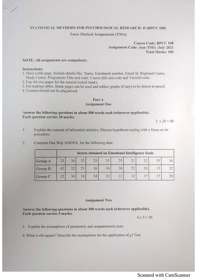 Statistical Methods for Psychological Research (BPCC 108) - Solved ... Statistical Methods for Psychological Research (BPCC 108) - Solved ...