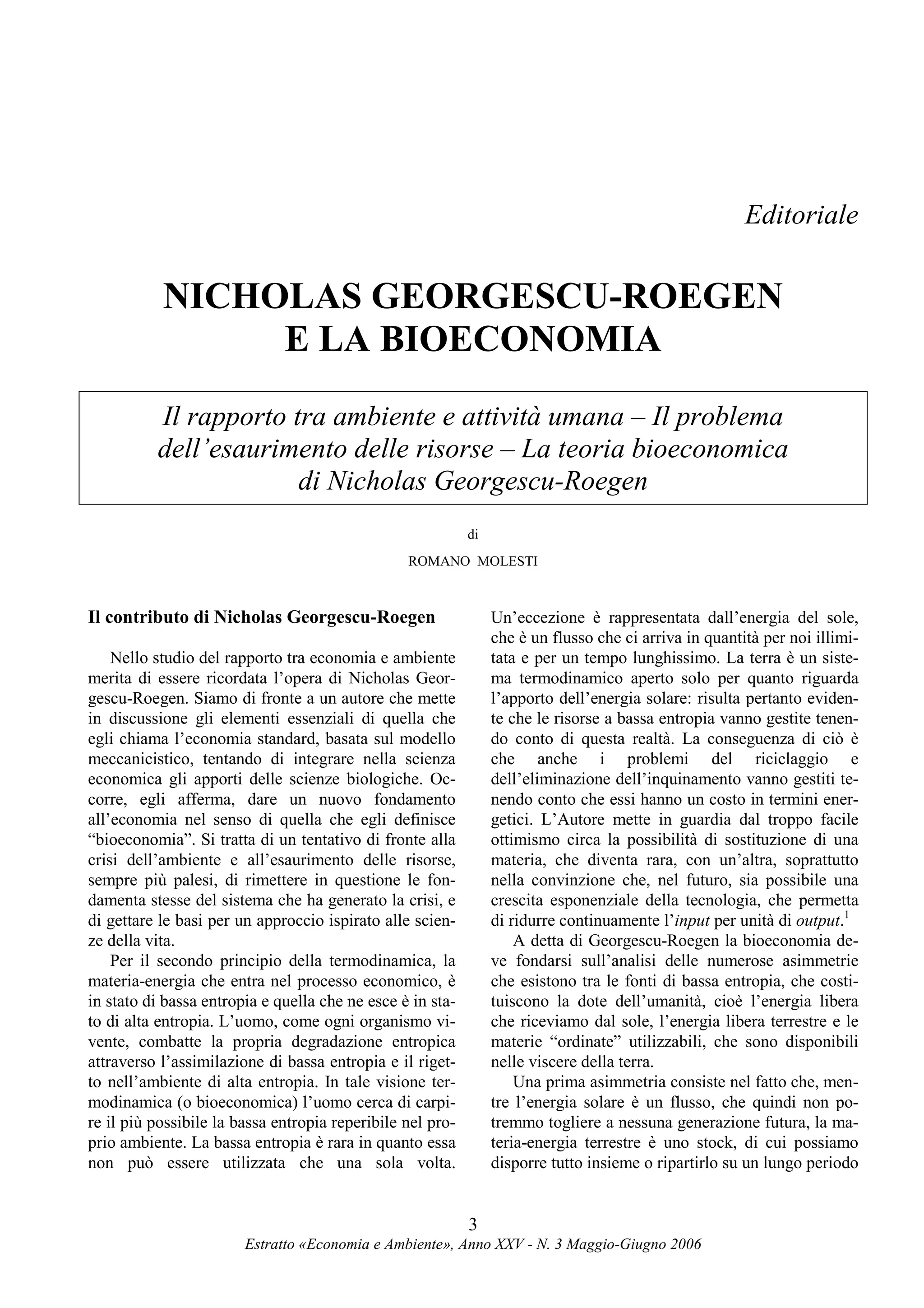 NICHOLAS GEORGESCU-ROEGEN E LA BIOECONOMIA | PDF