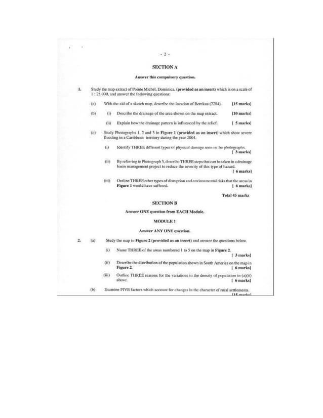 CAPE GEOGRAPHY UNIT 1 PAST PAPER-PAPER 2- 2006 | PDF