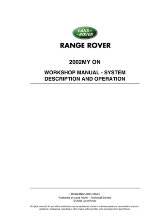 2006 land rover range rover service repair manual | PDF