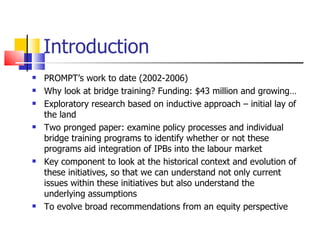 2006 Overview Of Bridging Programs In Ontario (First Ever Review) | PPT