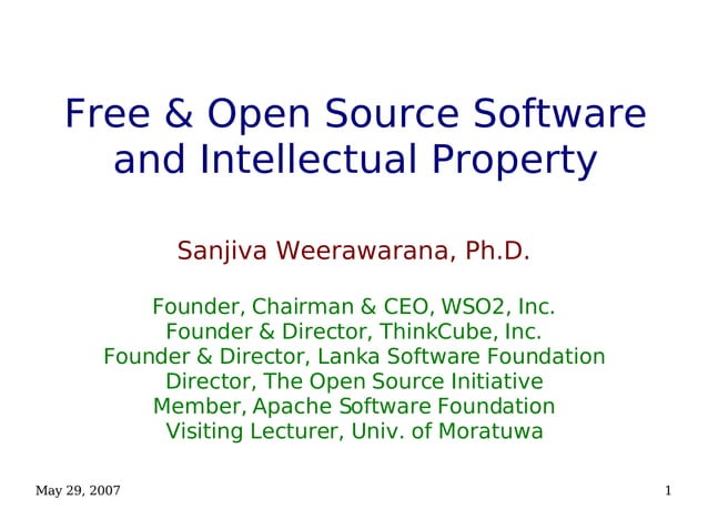 Free & Open Source Software and Intellectual Property | PPT