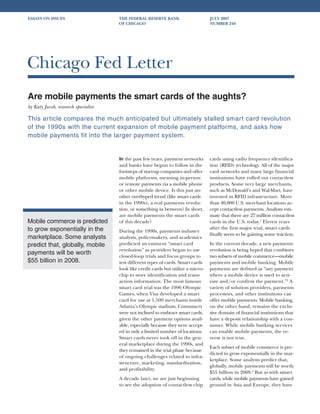 2007 09 - chicago fed letter i are mobile payments the smart cards of ...