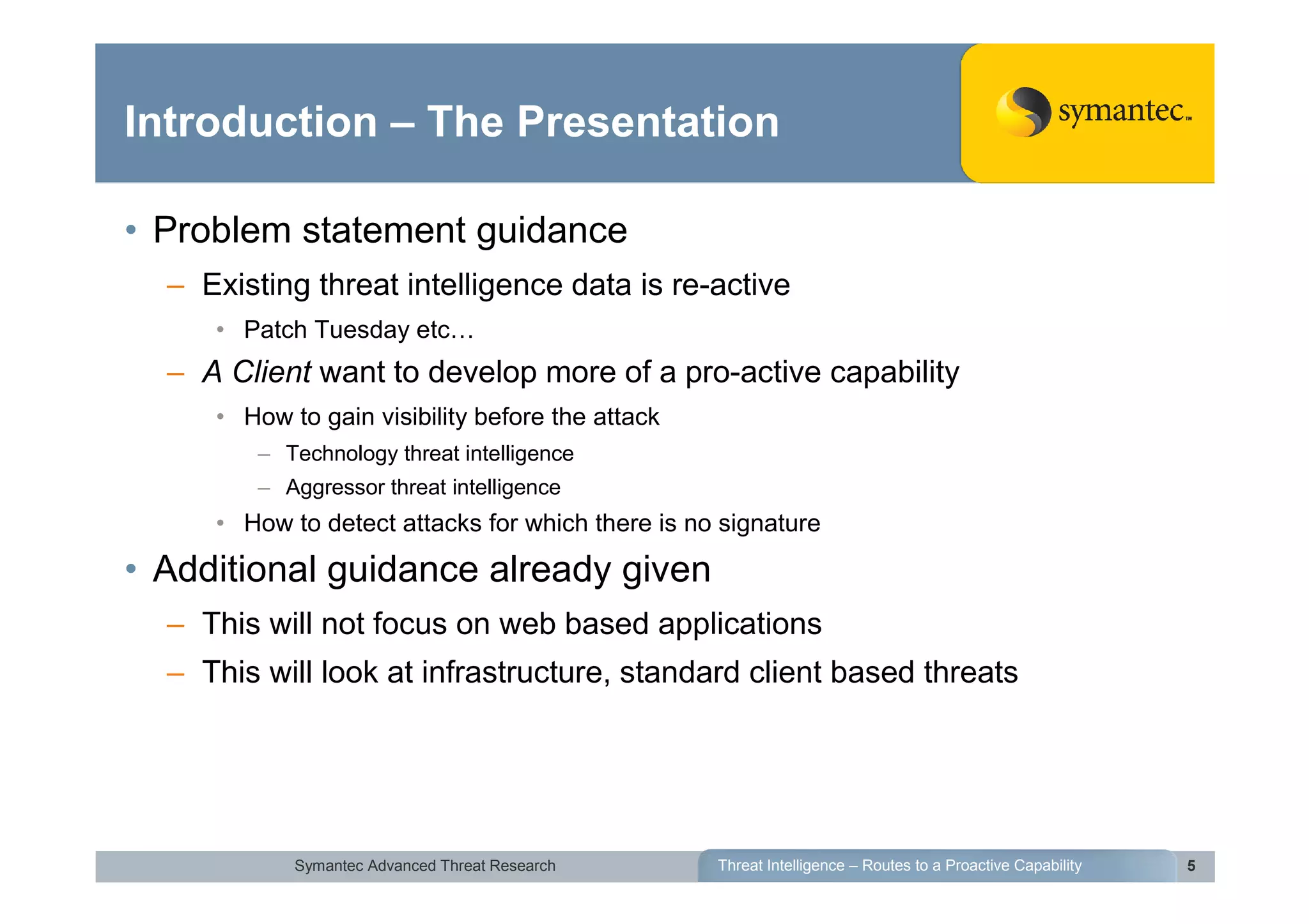 Threat Intelligence - Routes to a Proactive Capability | PPT