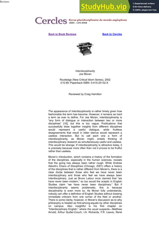 2007. Book Review Interdisciplinarity By Joe Moran | PDF | Free Download