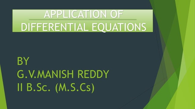 application of differential equations | PPTX | Physics | Science