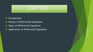 application of differential equations | PPTX