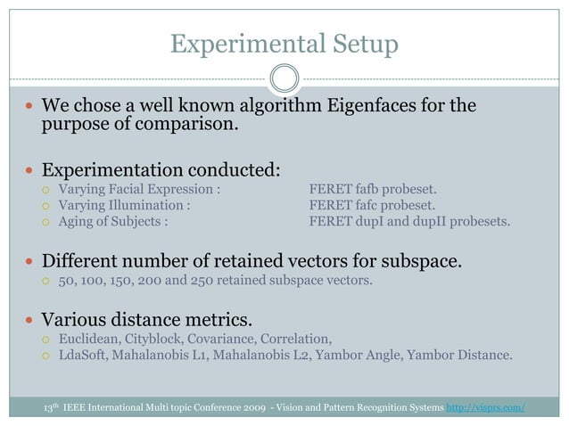 Introducing Set Of Internal Parameters For Laplacian Faces | PPTX
