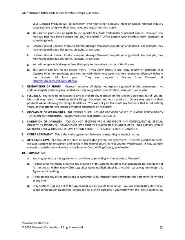 2007 Office UI Design Guidelines License | PDF