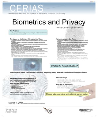 (2007) Biometrics and Privacy | PDF