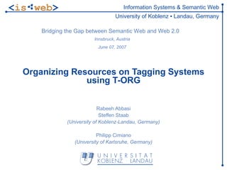 Organizing Resources on Tagging Systems using T-ORG | PPT