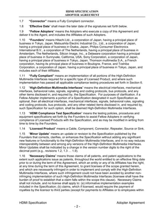 2007 10 Hdmi Adopter Agreement Final | PDF