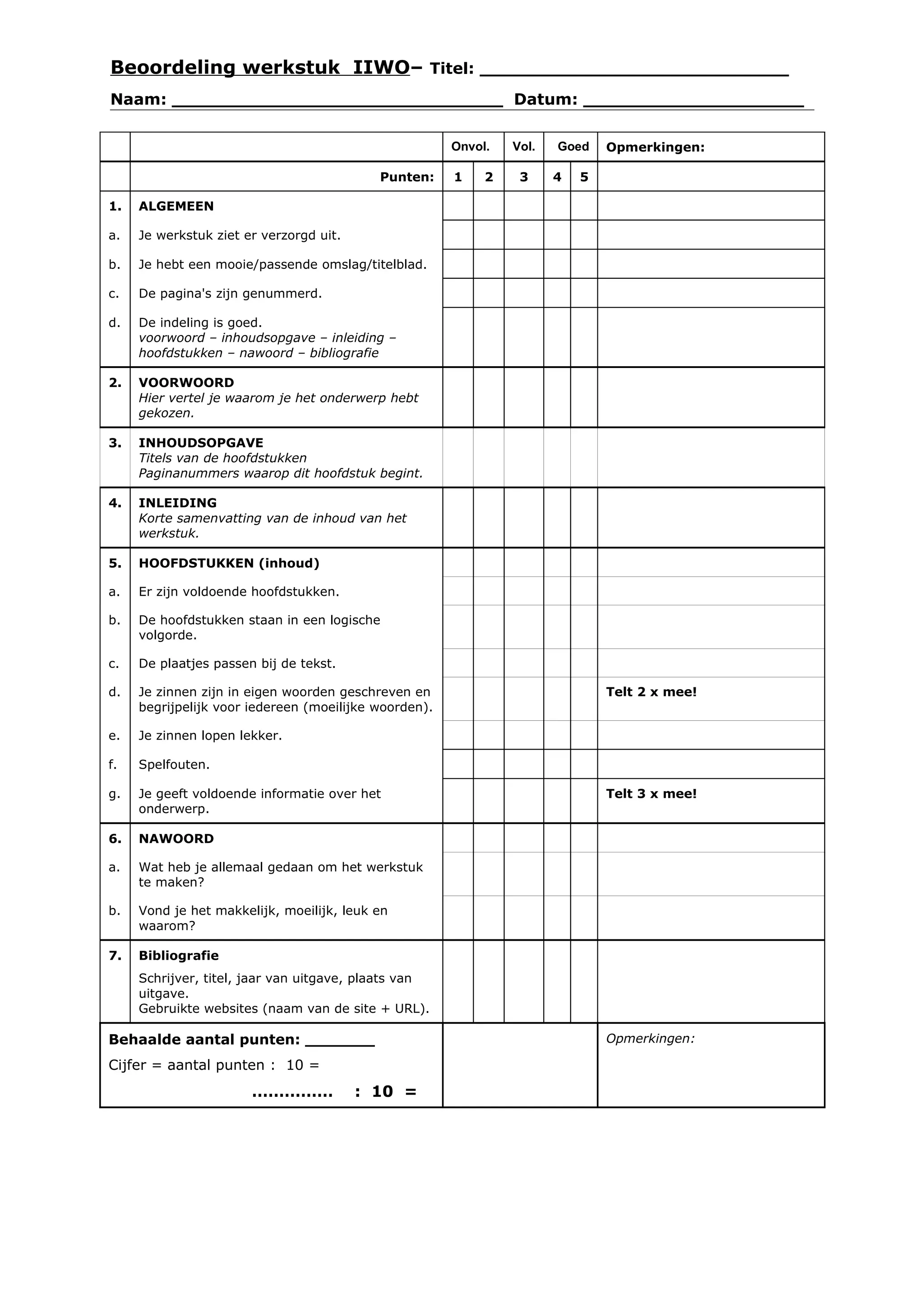 Beoordeling Werkstuk Groep 7 | DOC
