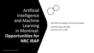 200713 Artificial Intelligence and Machine Learning in Montreal | PPT
