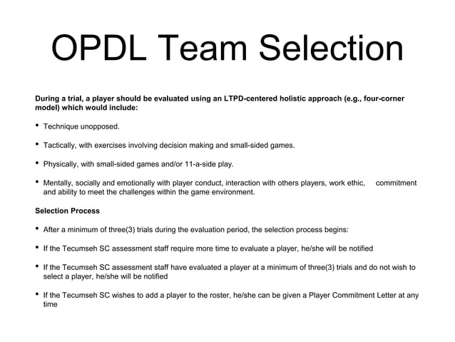 Tecumseh Soccer Club 2007 Boys OPDL Intro Presentation | PPT