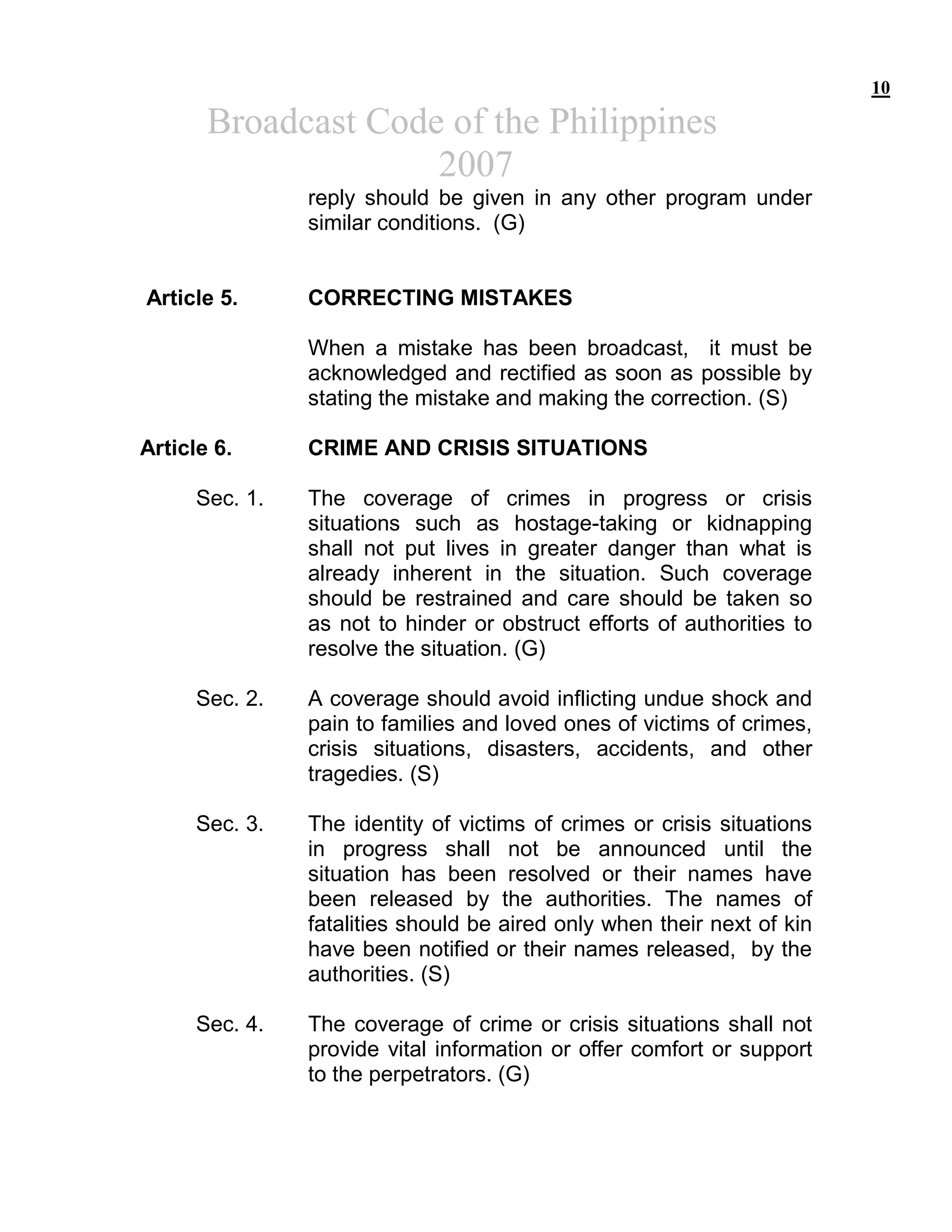 2007 Broadcast Code of the Philippines | PDF