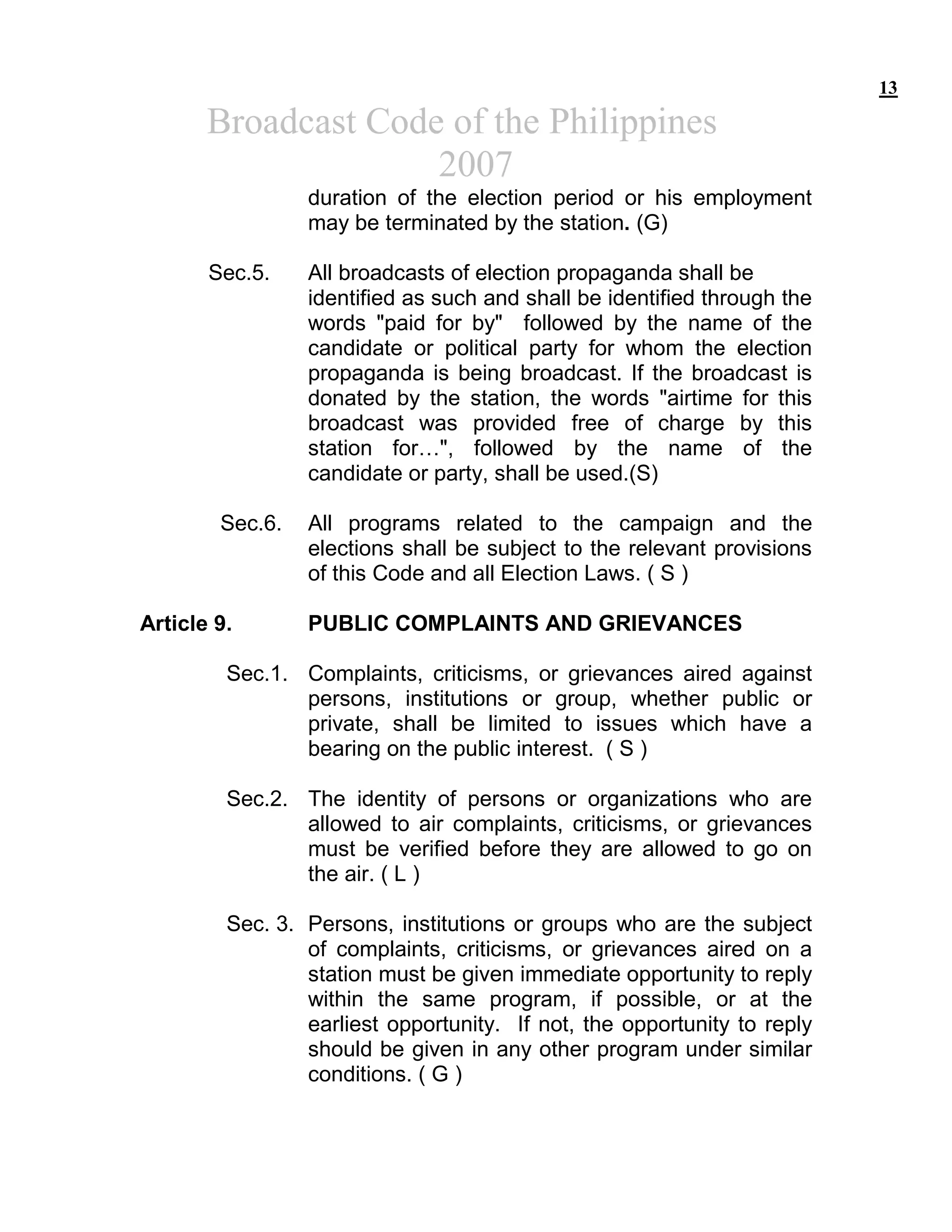 2007 Broadcast Code of the Philippines | PDF