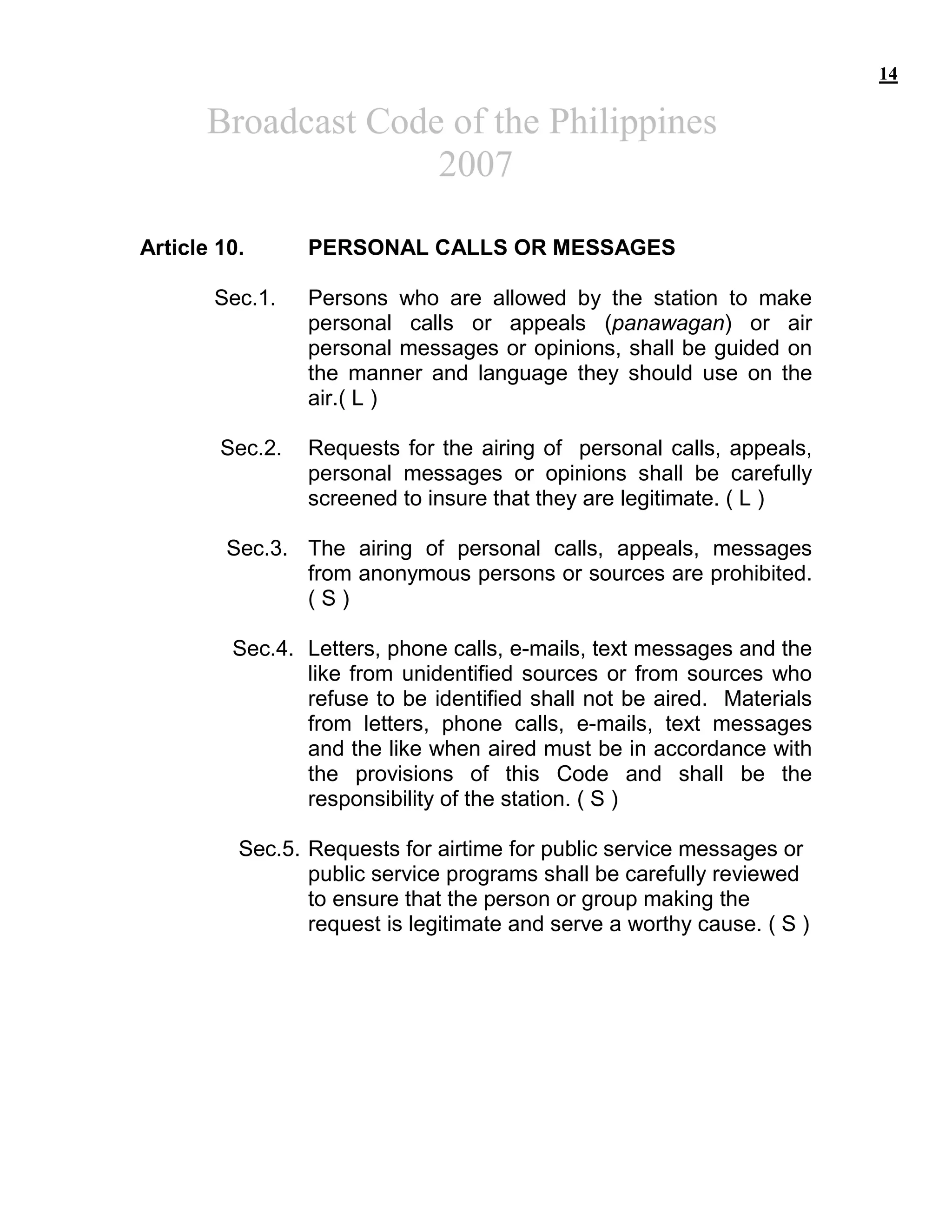 2007 Broadcast Code of the Philippines | PDF