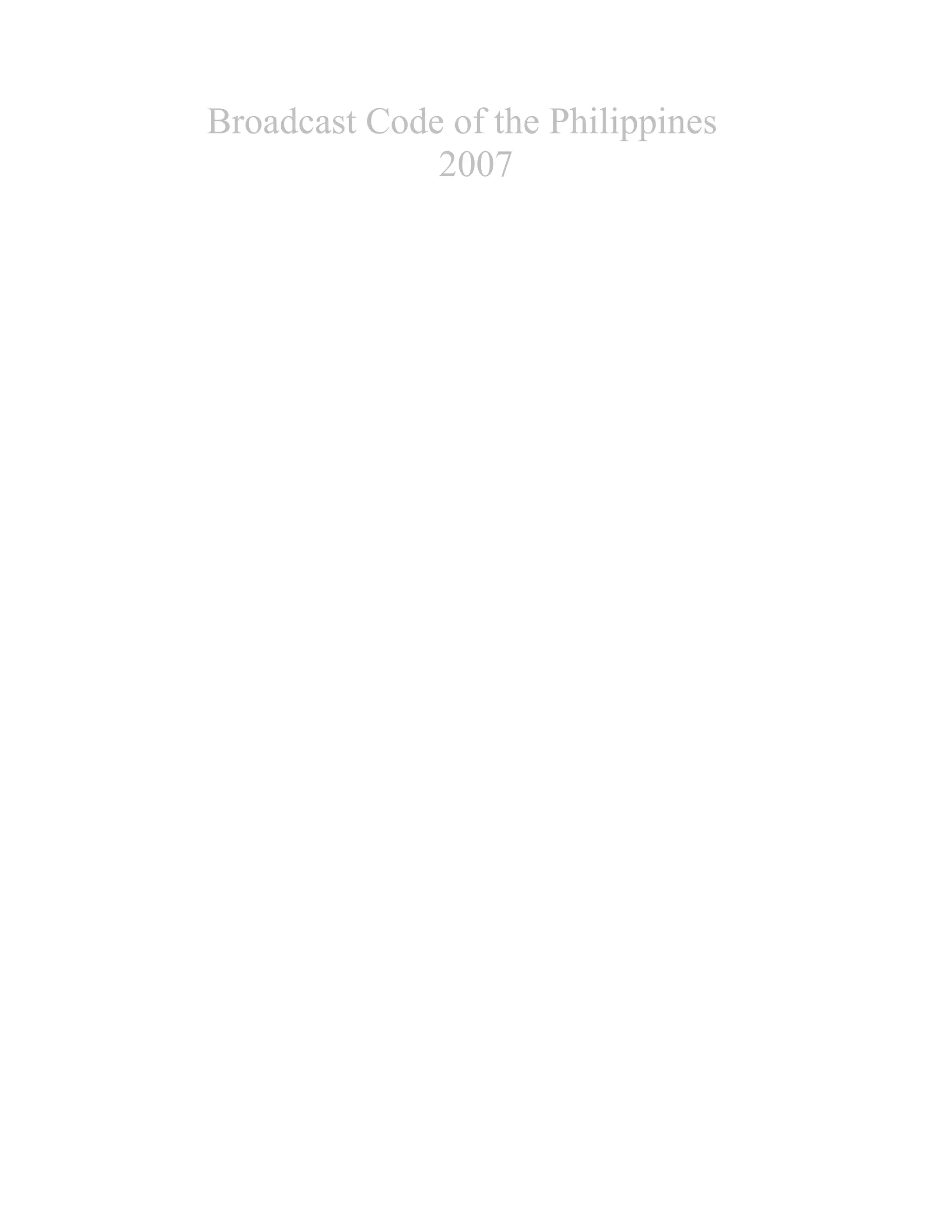 2007 Broadcast Code of the Philippines | PDF