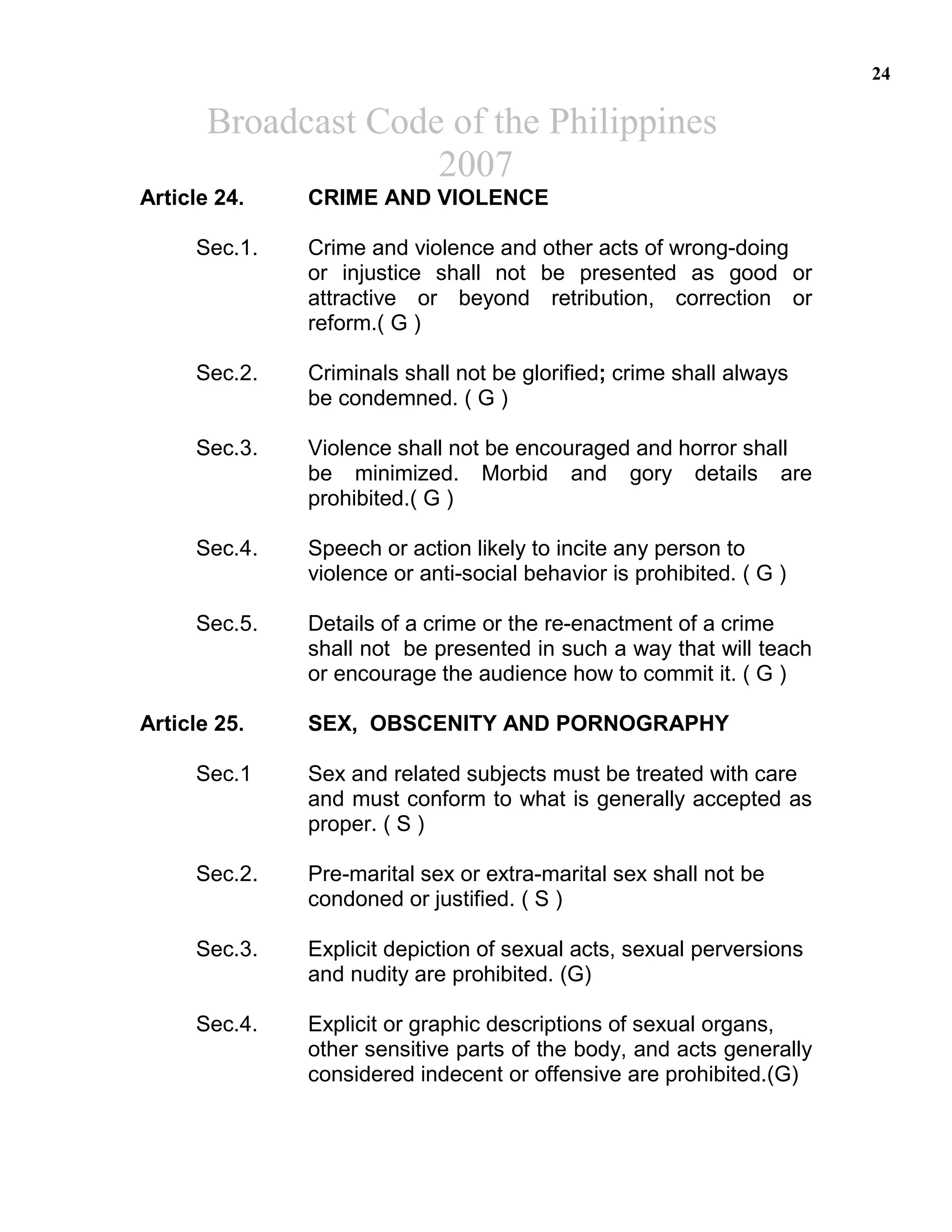 2007 Broadcast Code of the Philippines | PDF