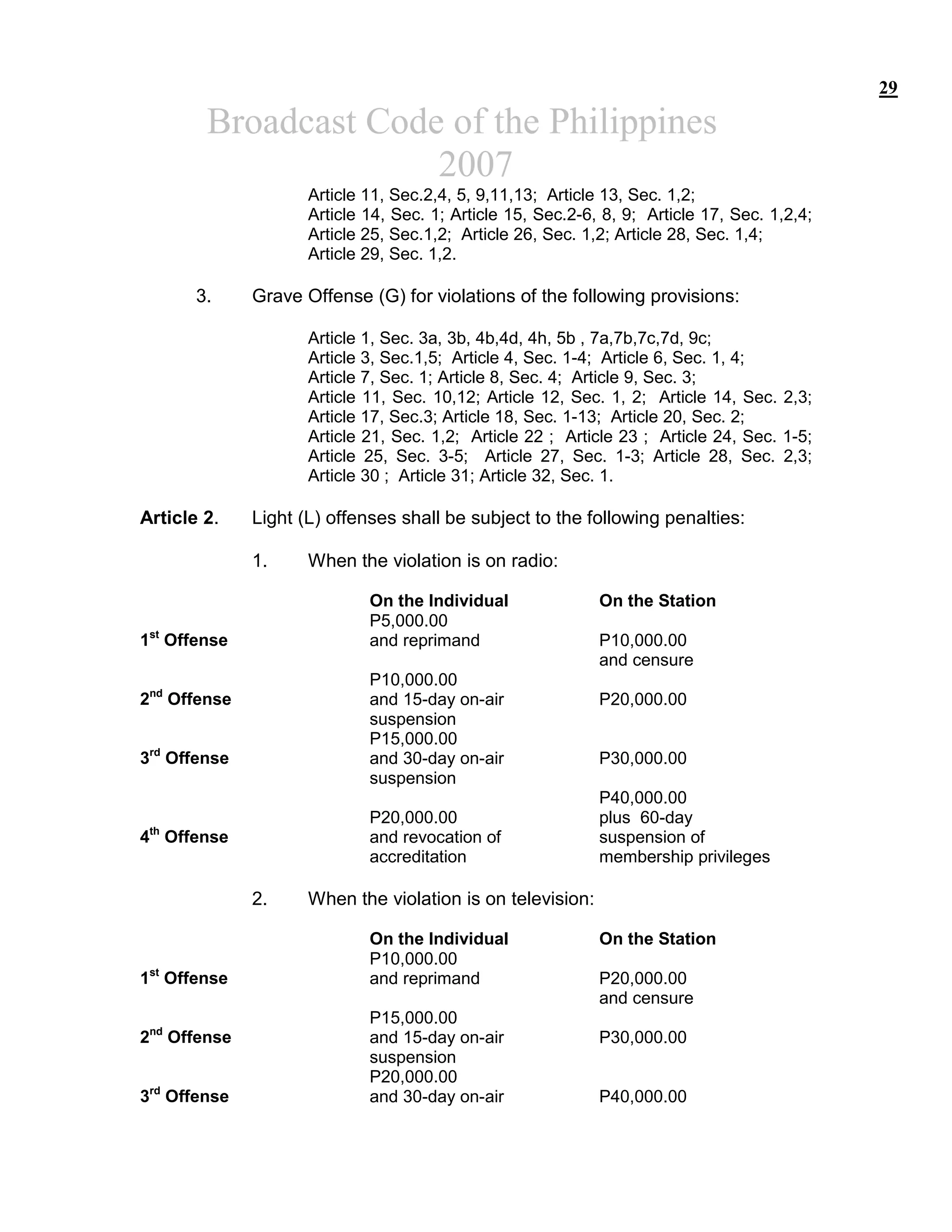 2007 Broadcast Code of the Philippines | PDF
